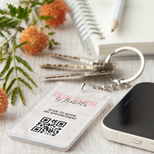 Skin Care Beauty QR Code Scan to Book Appointment Keychain | Zazzle