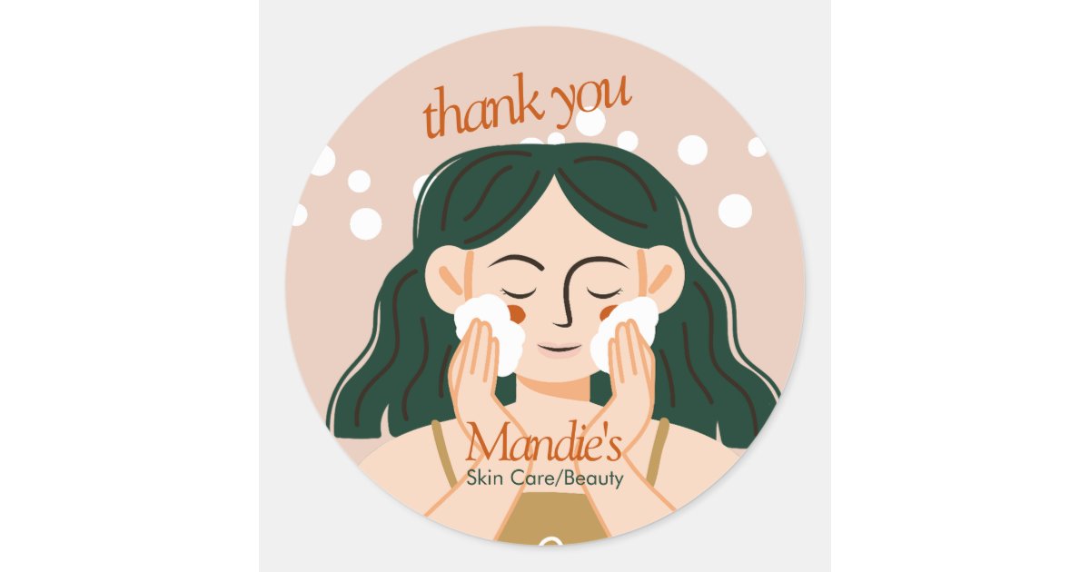 Skin Care Esthetician Business Salon Thank You C Classic Round Sticker ...