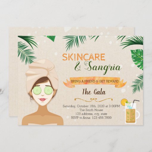 Skincare and Sangria theme invitation | Zazzle