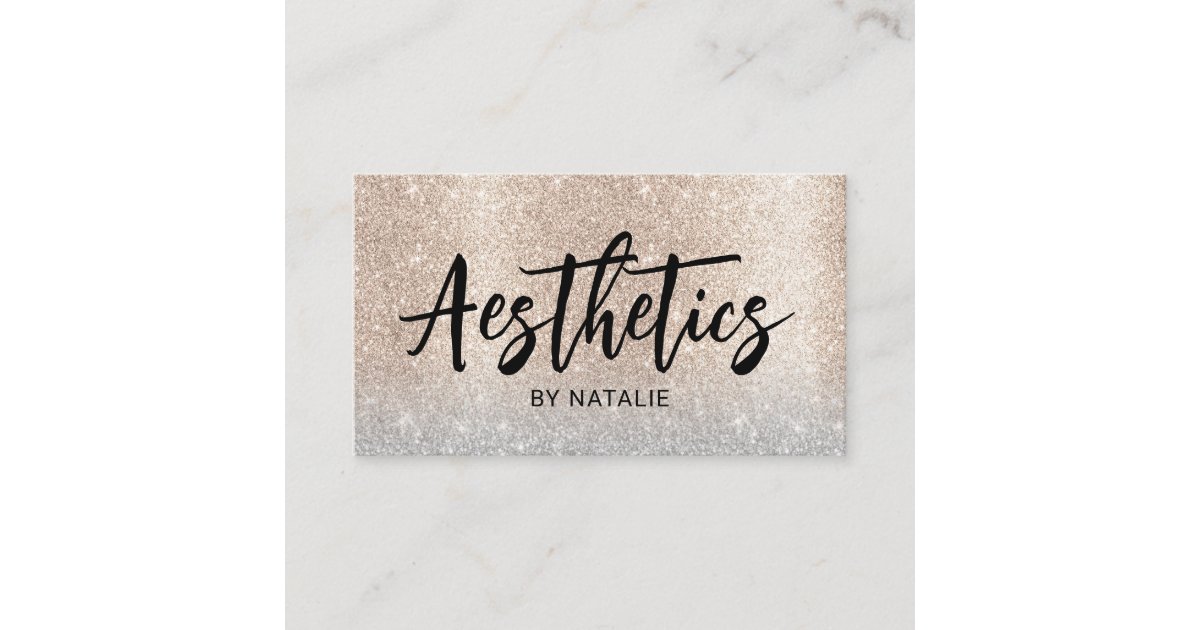 Skincare Esthetician Rose Gold Glitter Aesthetics Business Card | Zazzle