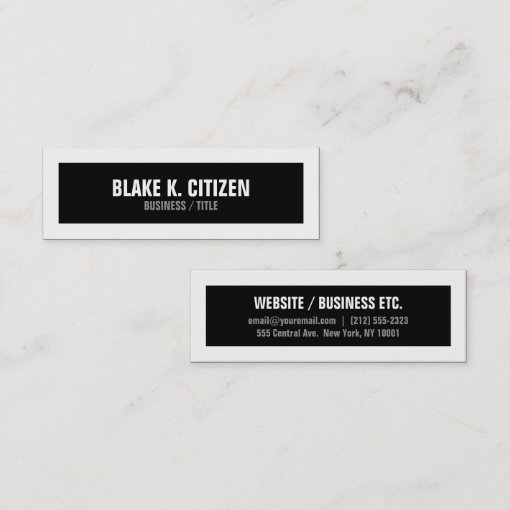 Skinny Black and White Big Border business card | Zazzle