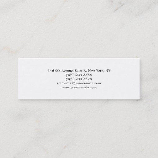 Skinny Classical Simple Plain White Minimalist Mini Business Card | Zazzle