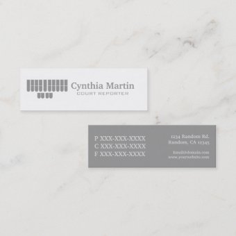 Skinny custom court reporter business cards | Zazzle