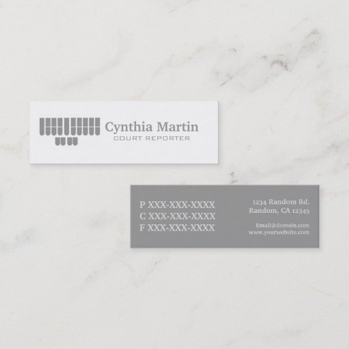 Skinny custom court reporter business cards | Zazzle