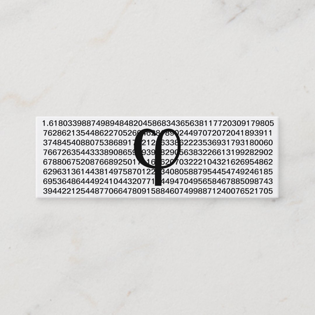 skinny phi golden ratio fibonacci business card | Zazzle
