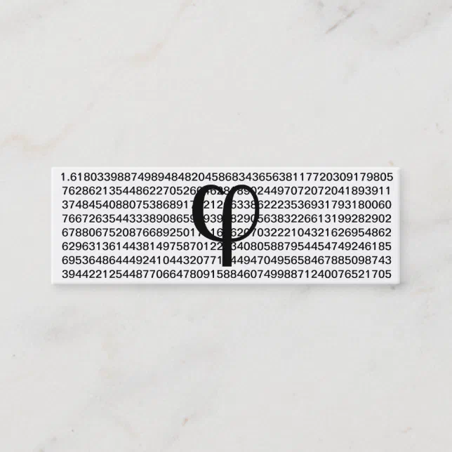 skinny phi golden ratio fibonacci business card | Zazzle