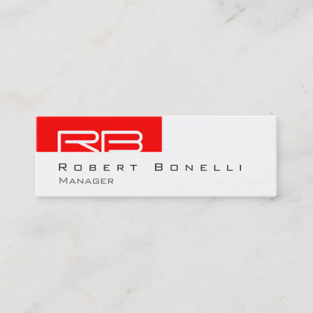 Skinny Red White Monogram Manager Business Card | Zazzle