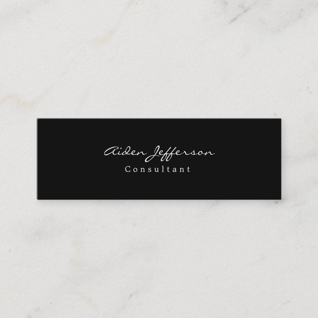 Skinny Stylish Simple Plain Black White Minimalist Mini Business Card ...