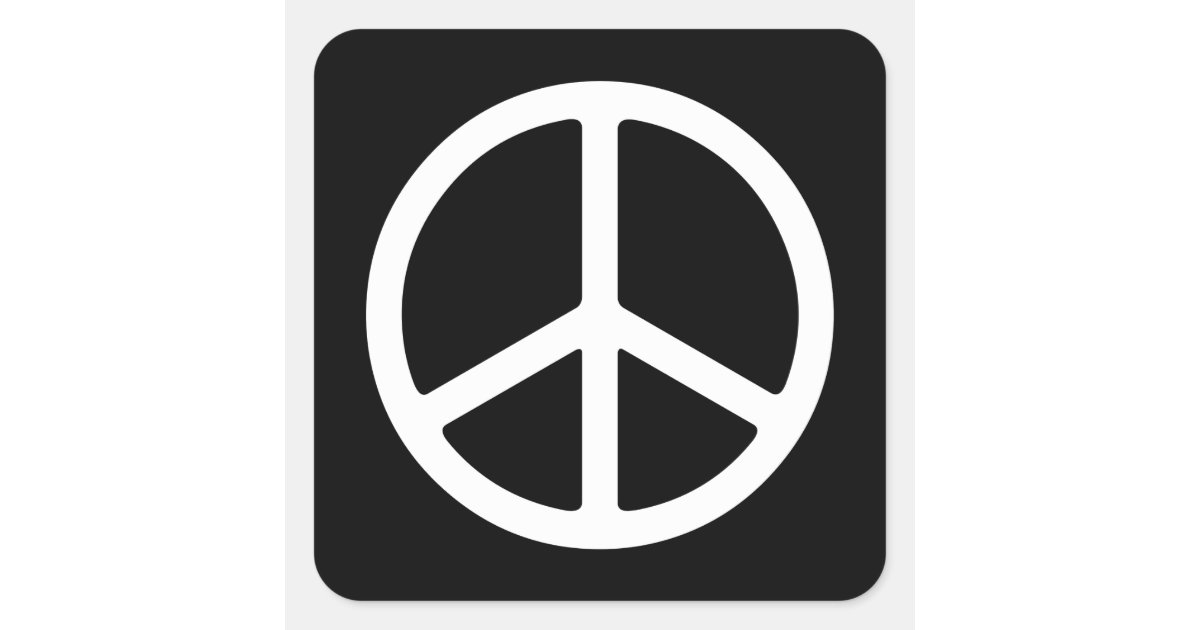 Skinny White Peace Symbol Square Sticker | Zazzle