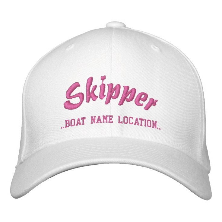 SKIPPER Customizable Boat Name Your Name Embroidered Baseball Cap | Zazzle
