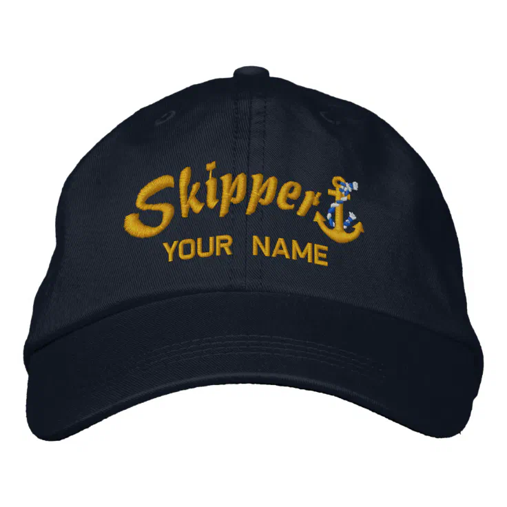 Skipper Customizable Your Name Rope Anchor Embroidered Baseball Cap ...