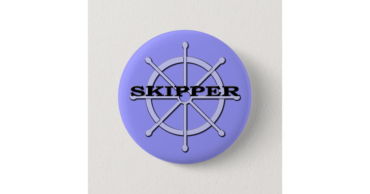 Skipper Ship Wheel Pin Back Button 2 | Zazzle