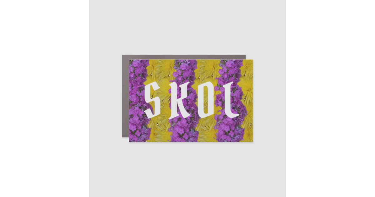 SKOL Vikings Purple & Yellow Floral Spirit Car Magnet | Zazzle