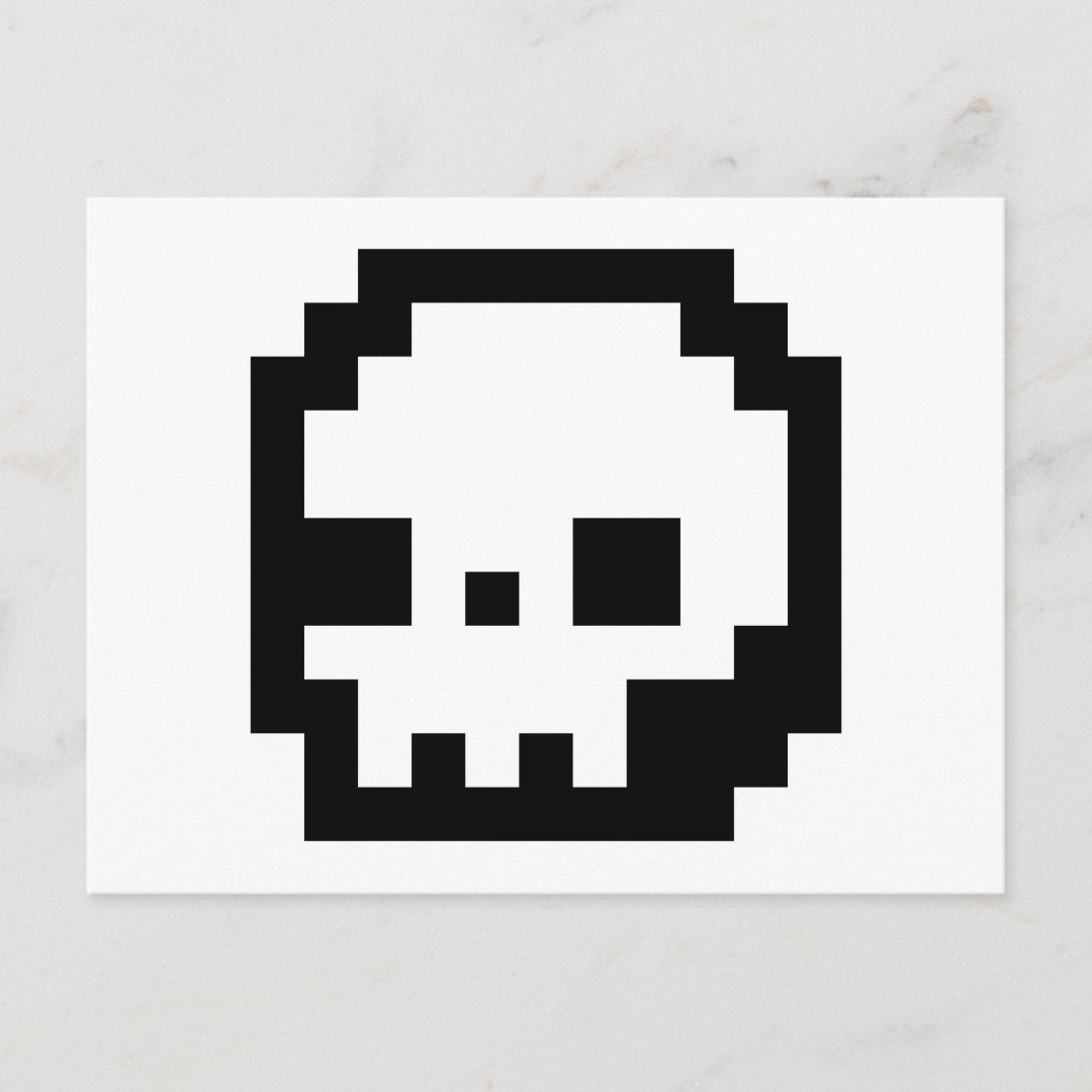 Skull 8-Bit Pixel Art Postcard | Zazzle