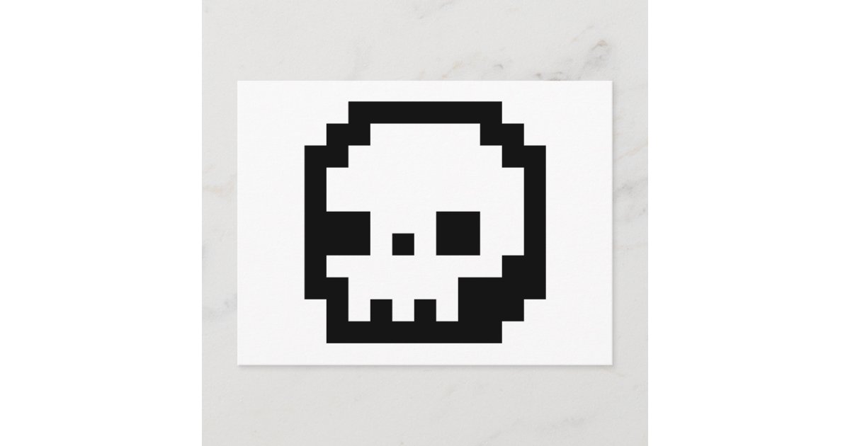 Skull 8-Bit Pixel Art Postcard | Zazzle