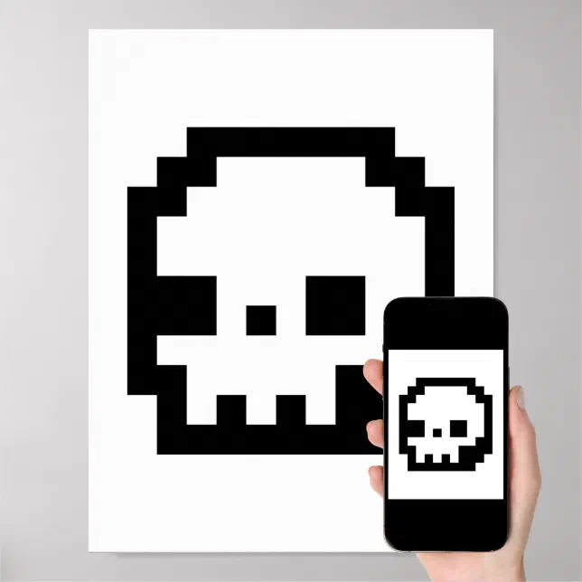 Skull 8-Bit Pixel Art Poster | Zazzle