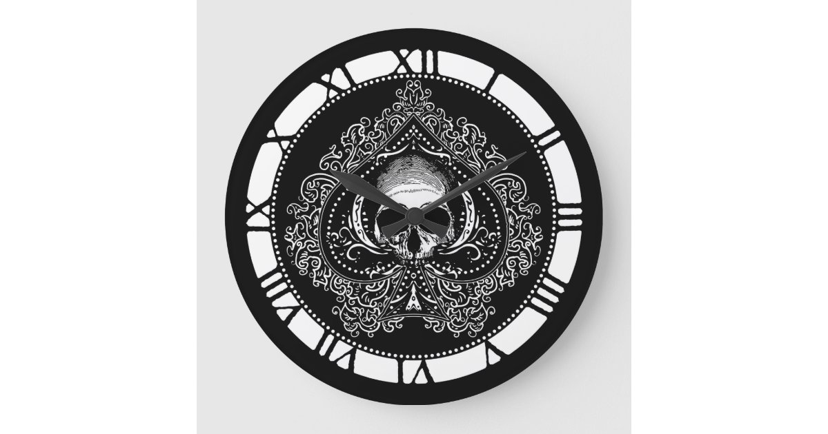 Skull Ace Of Spades Large Clock | Zazzle