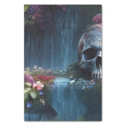 Skull among Waterfalls and Flowers Decoupage Tissue Paper | Zazzle