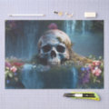 Skull among Waterfalls and Flowers Decoupage Tissue Paper | Zazzle