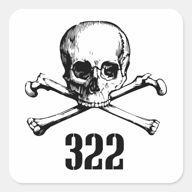 Skull and Bones 322 Square Sticker | Zazzle