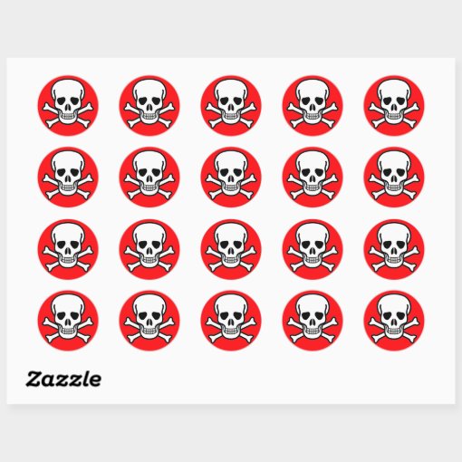 Skull and Crossbones Pirate Classic Round Sticker | Zazzle