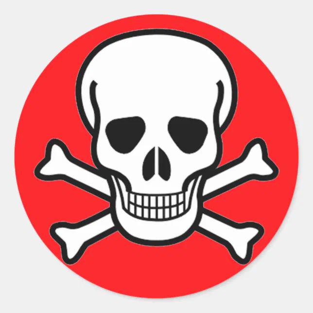 Skull and Crossbones Pirate Classic Round Sticker | Zazzle