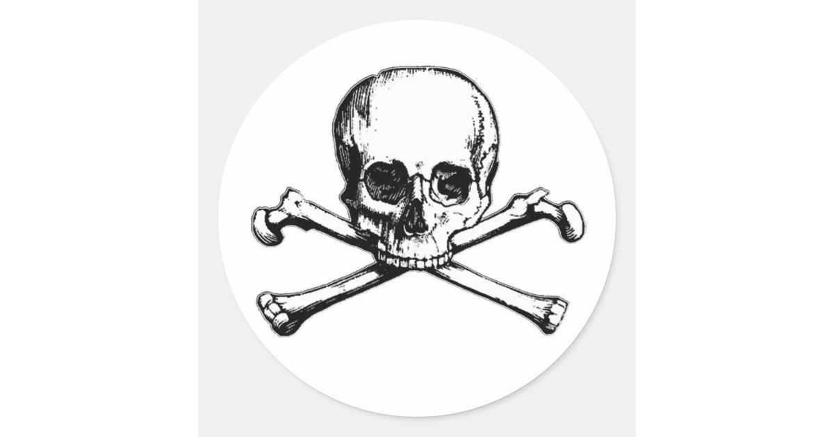 Skull and Crossbones Pirate Icon Classic Round Sticker | Zazzle