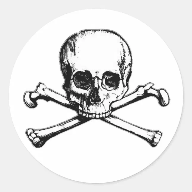 Skull and Crossbones Pirate Icon Classic Round Sticker | Zazzle
