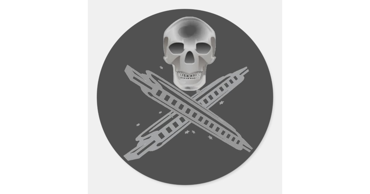 Skull and Harpbones Sticker | Zazzle