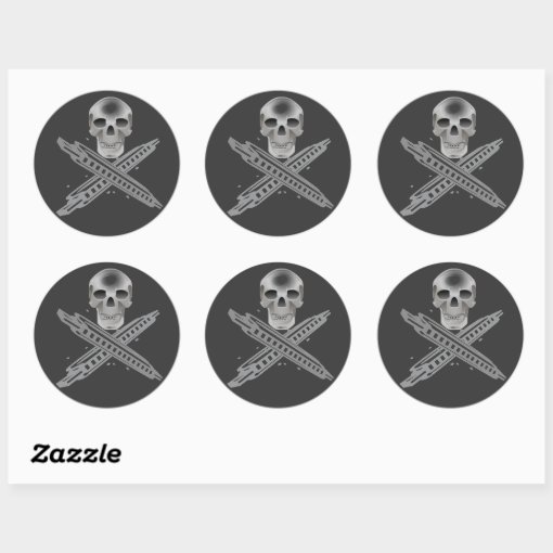 Skull and Harpbones Sticker | Zazzle