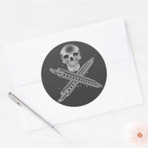 Skull and Harpbones Sticker | Zazzle