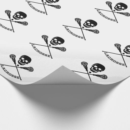 Skull and Lacrosse Sticks Wrapping Paper | Zazzle
