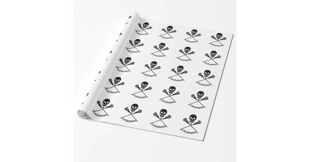 Skull and Lacrosse Sticks Wrapping Paper | Zazzle