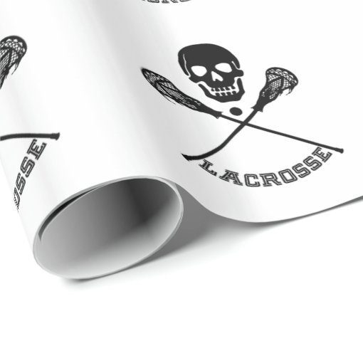 Skull and Lacrosse Sticks Wrapping Paper | Zazzle