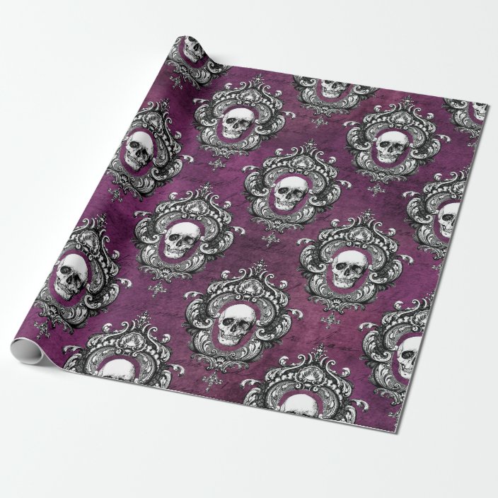 Skull and Purple Gothic Wrapping Paper | Zazzle.com