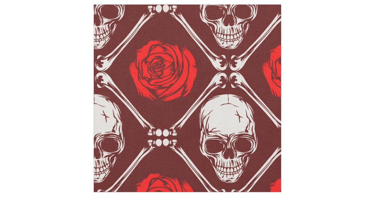 skull and roses fabric | Zazzle.com