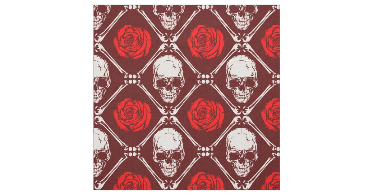 skull and roses fabric | Zazzle.com