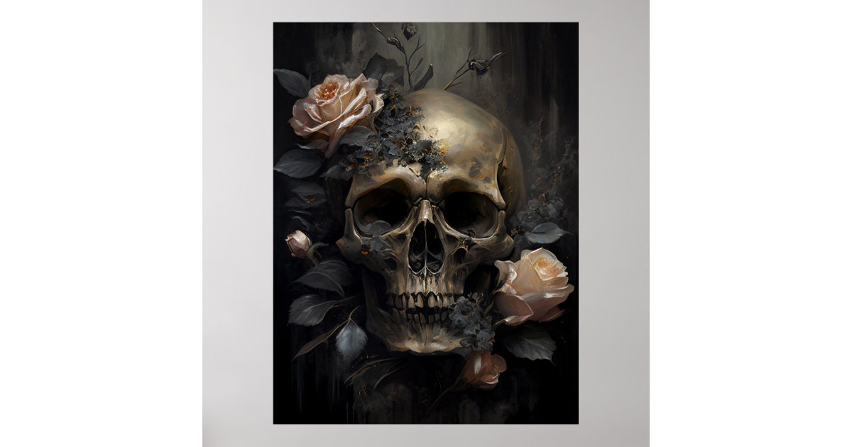 Skull and Roses Poster | Zazzle