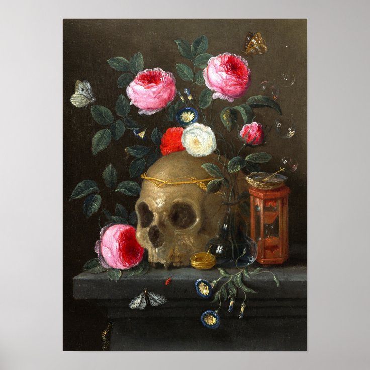 Skull and Roses Poster | Zazzle