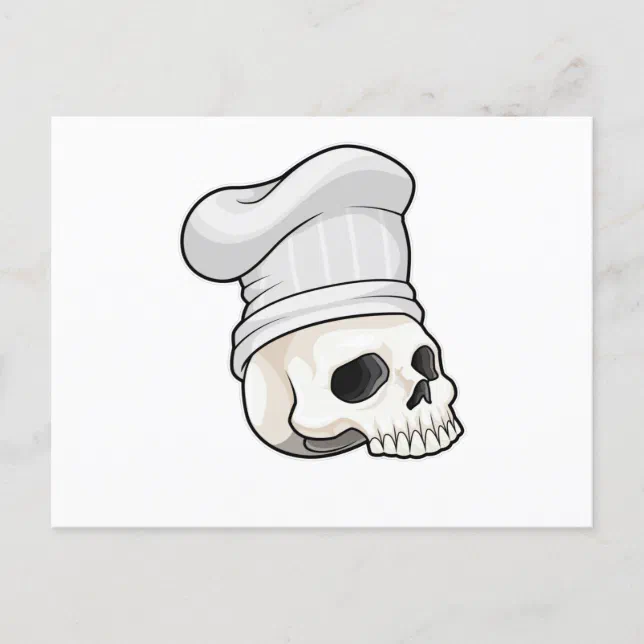 Skull as Cook with Chef hat Postcard | Zazzle