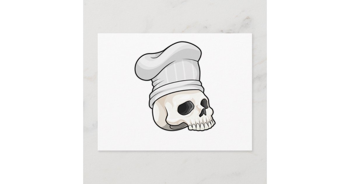 Skull as Cook with Chef hat Postcard | Zazzle