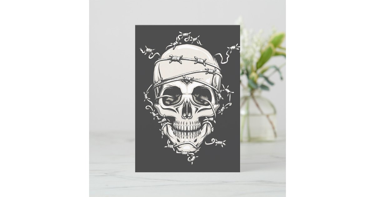 Skull Barbed Wire Invitation | Zazzle