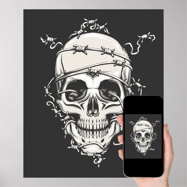 Skull Barbed Wire Poster | Zazzle