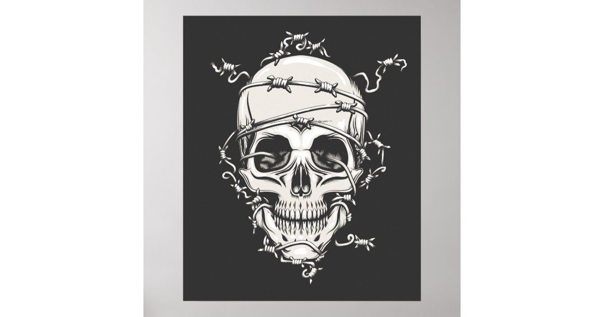 Skull Barbed Wire Poster | Zazzle
