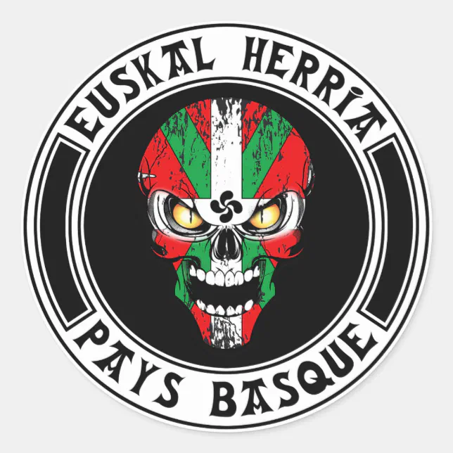 Skull Basque Classic Round Sticker | Zazzle