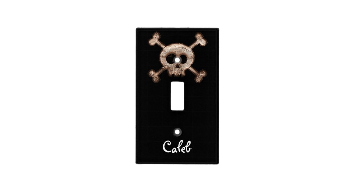 Skull & Bones Black Pirate Light Switch Cover | Zazzle