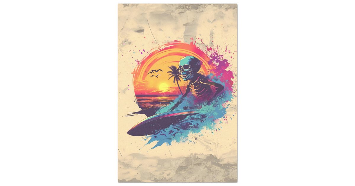 Skull Bones Surf Rider Decoupage Tissue Paper | Zazzle