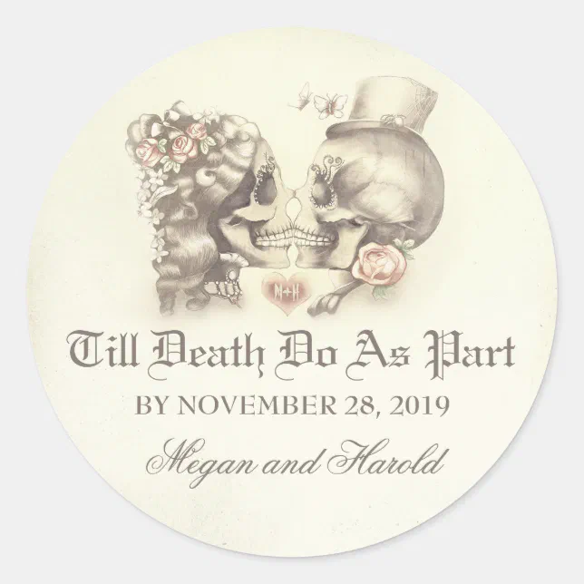Skull couple wedding stickers | Zazzle