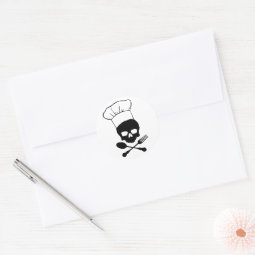 Skull & Crossbones Chef Classic Round Sticker | Zazzle