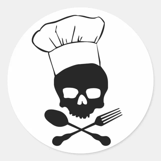 Skull & Crossbones Chef Classic Round Sticker | Zazzle